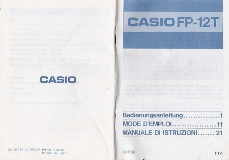 Casio - FP-12T - - Ordinateur de poche - Casio FP12T - Casio.ledudu.com ...